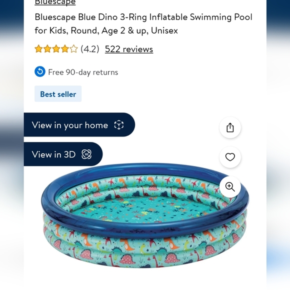 Other | Bluescape Blue Dino Inflatable Pool | Poshmark